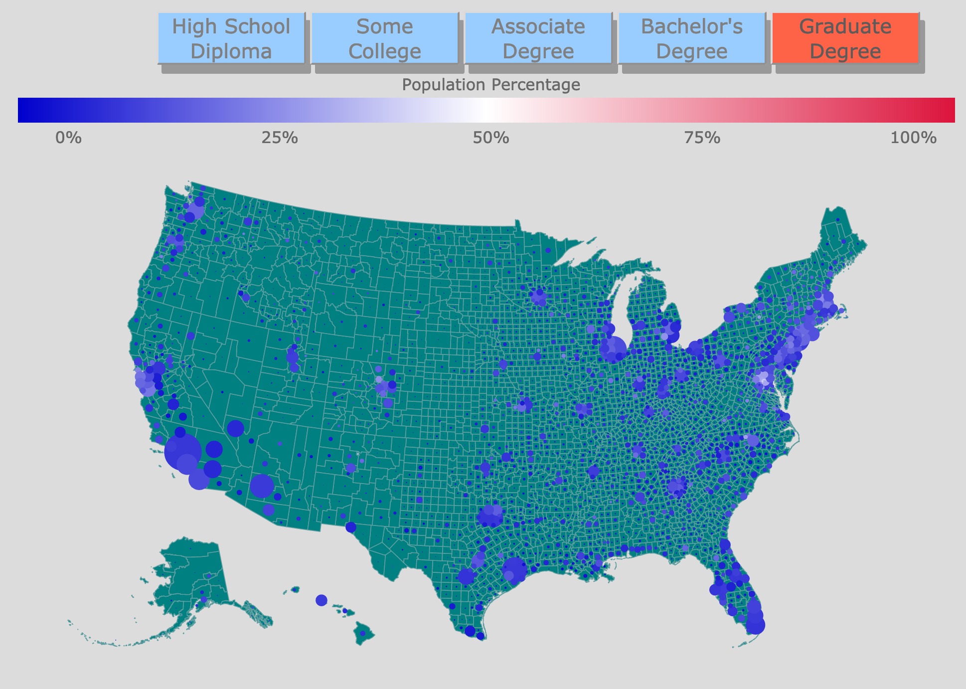 Map of Educational Attainment in the US