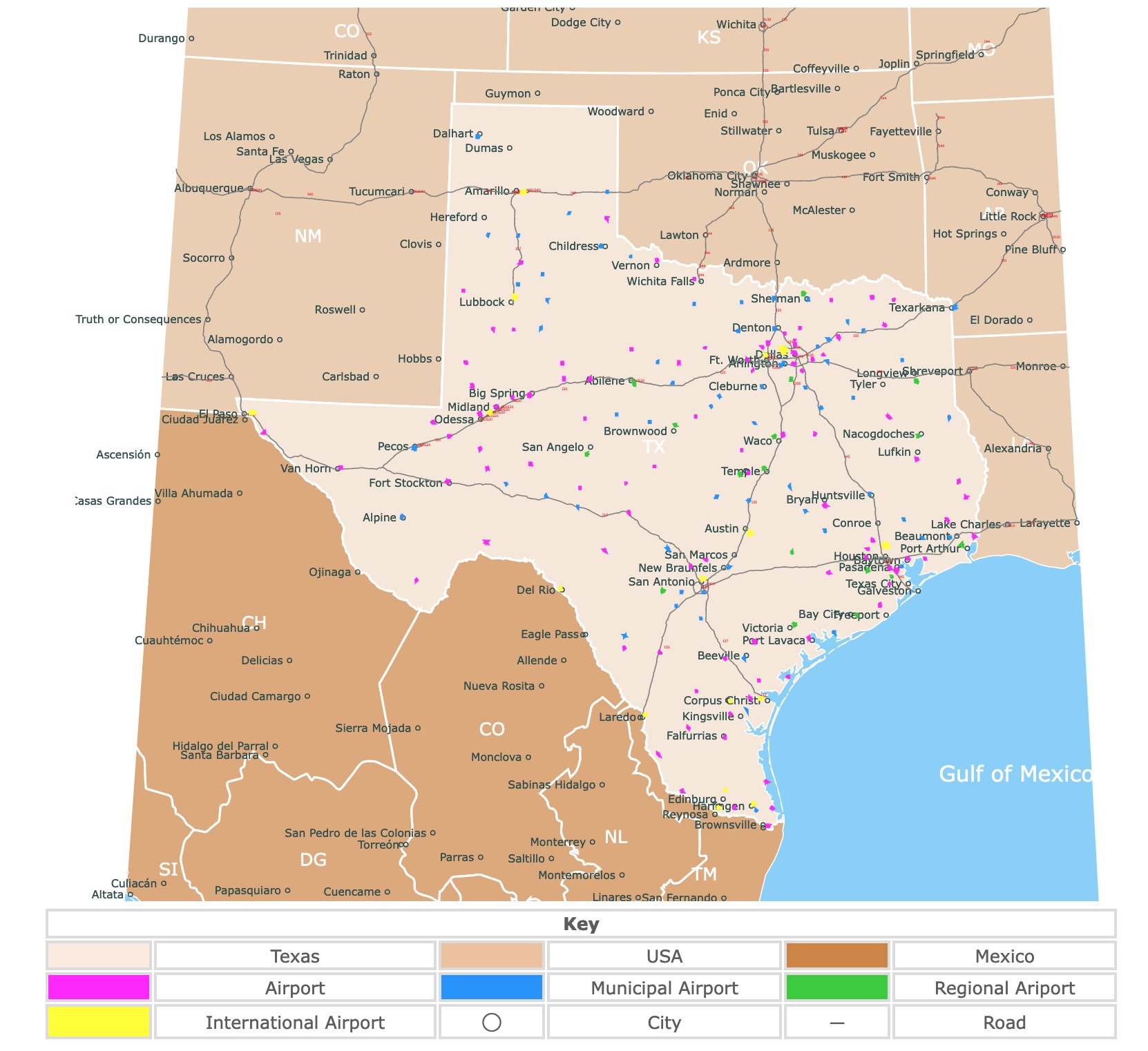 Map Of Texas Airports Map Of Texas Airports